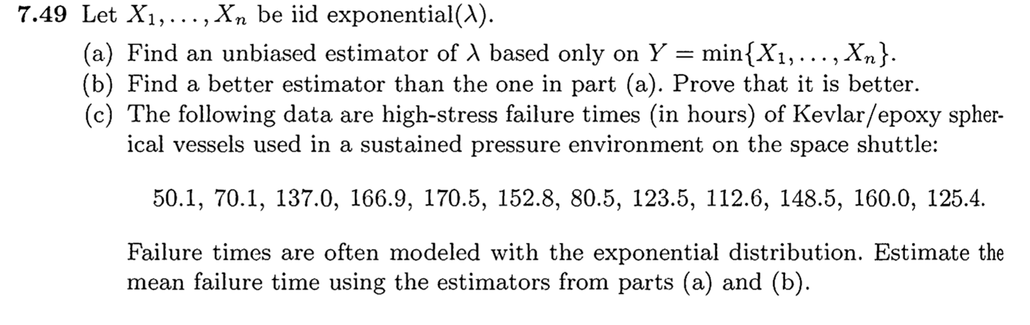 Solved 7.49 ﻿Let x1,dots,xn ﻿be iid exponential (λ).(a) | Chegg.com