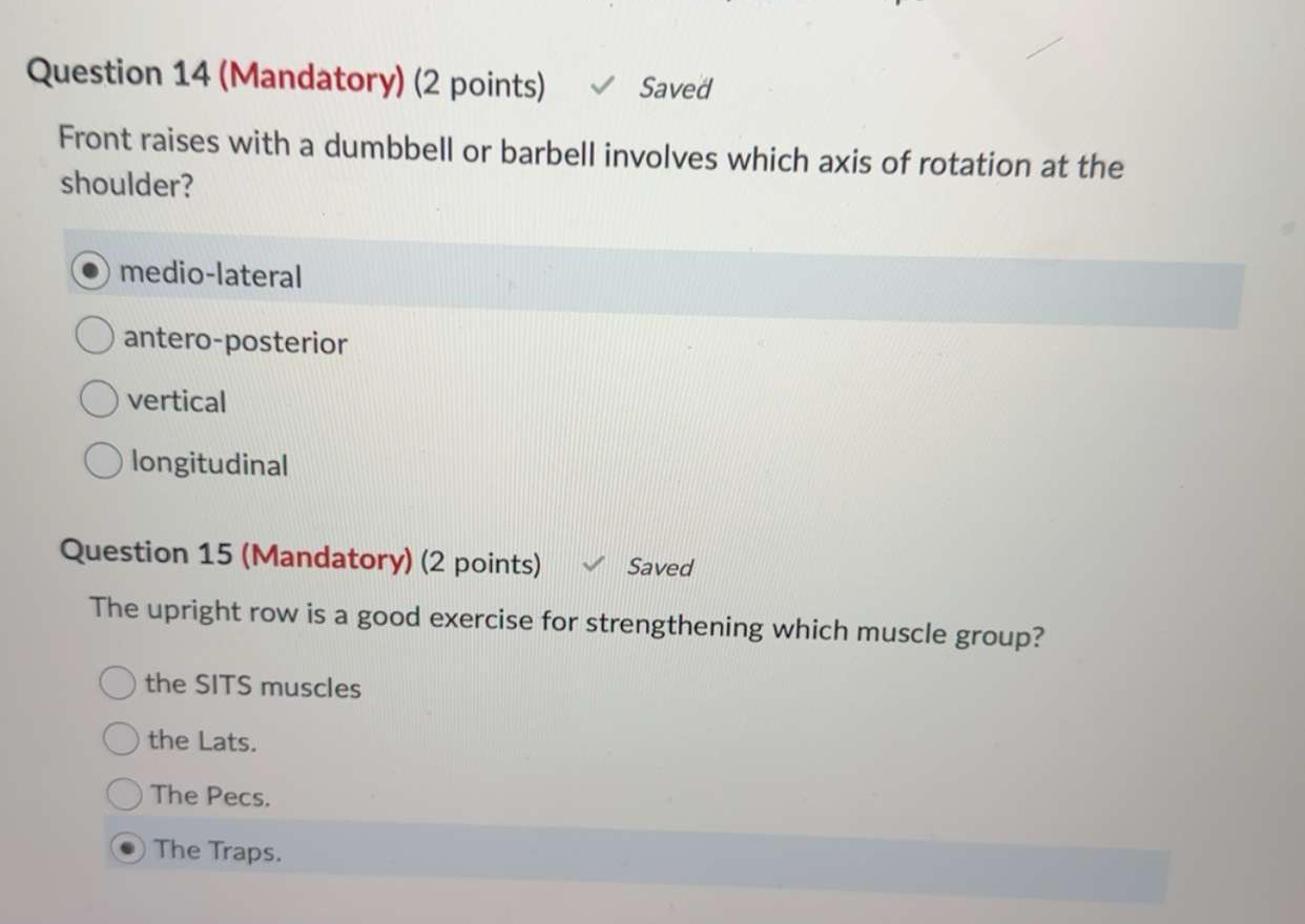 Solved Question 14 (Mandatory) (2 ﻿points) ﻿SavedFront | Chegg.com