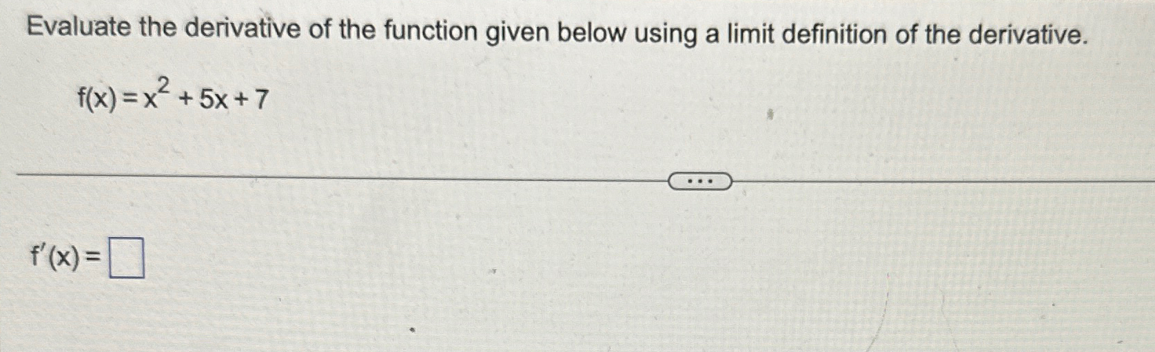 Solved Evaluate the derivative of the function given below | Chegg.com