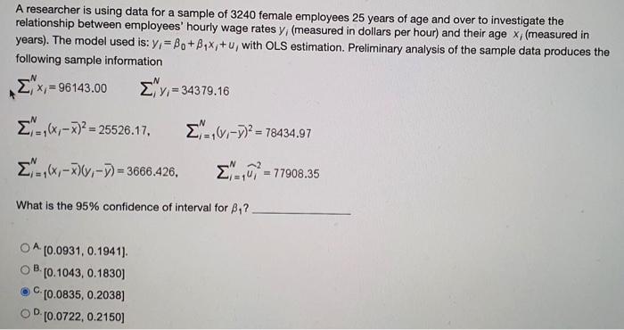Solved A researcher is using data for a sample of 3240 | Chegg.com