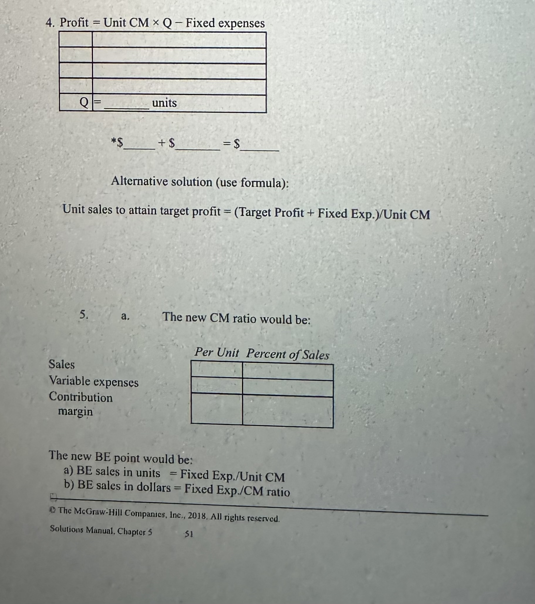 PROBLEM 5-22 ﻿CVP Applications; Contribution Margin | Chegg.com