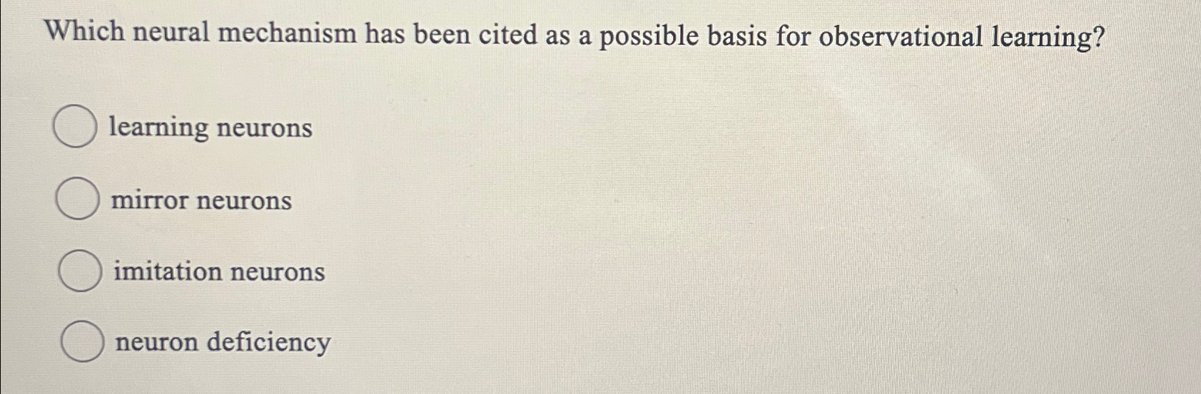 Solved Which neural mechanism has been cited as a possible | Chegg.com