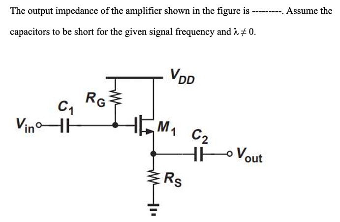 Solved The output impedance of the amplifier shown in the | Chegg.com