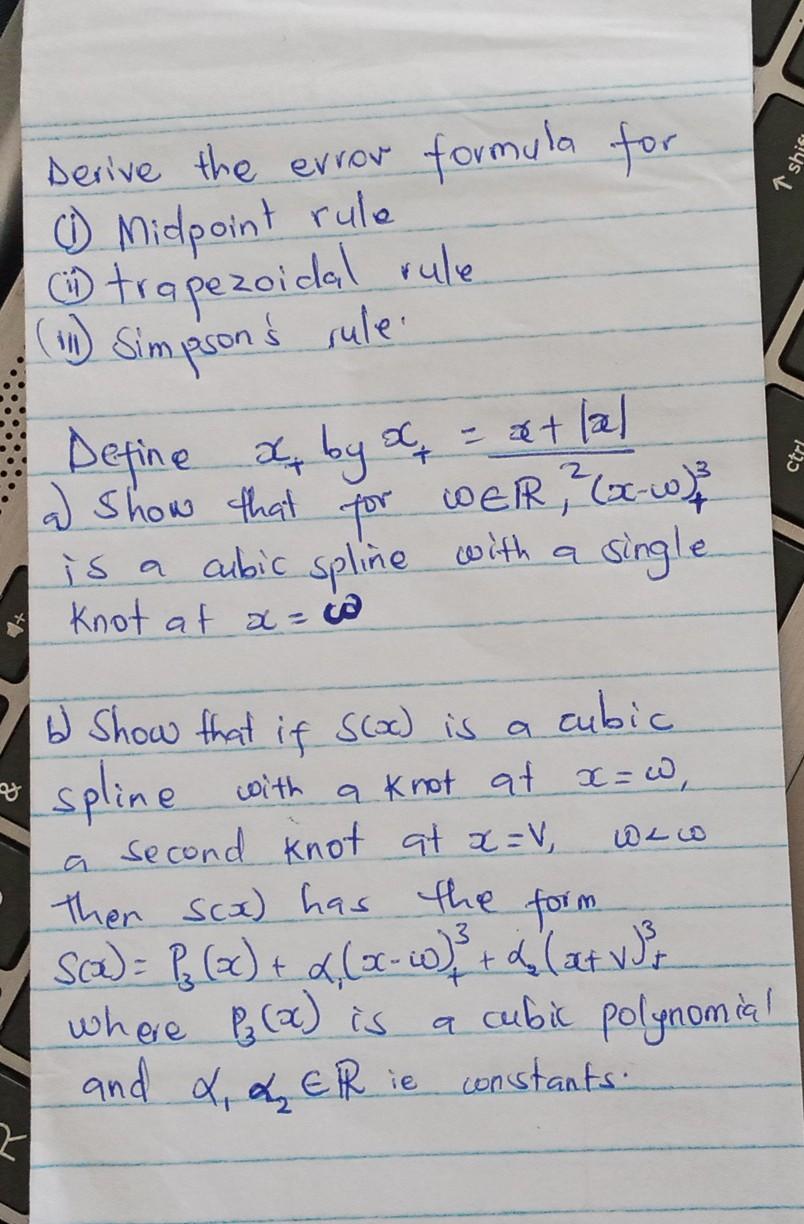 Derive the error formula for (i) Midpoint rule (ii) | Chegg.com