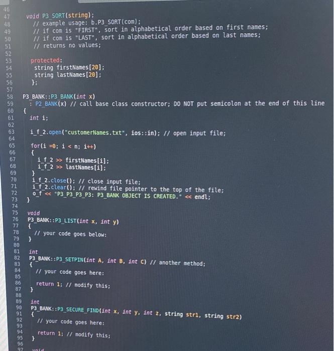 void P3 SORT(string); 1/ example usage: b.P3 SORT | Chegg.com
