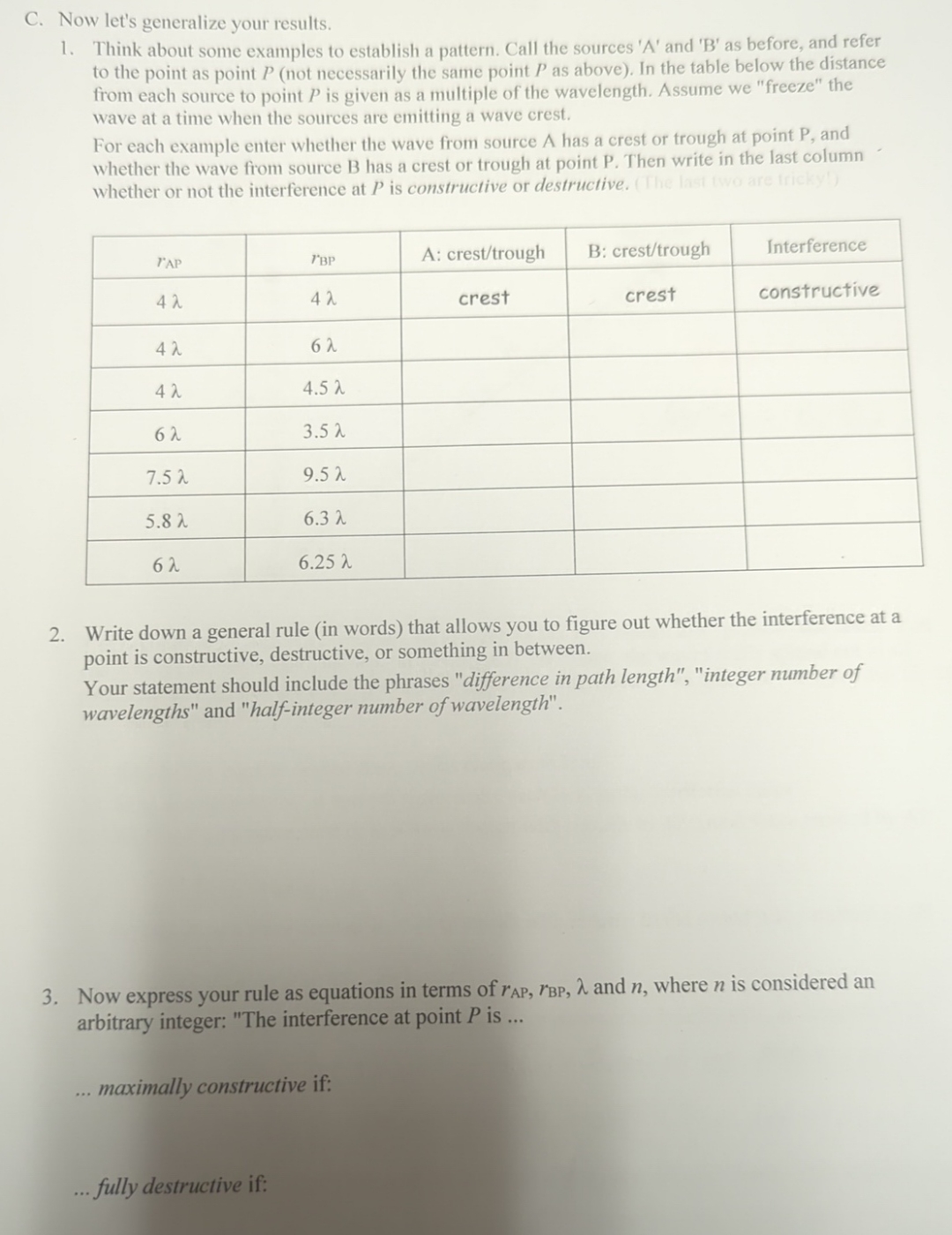 Solved C. ﻿Now let's generalize your results.Think about | Chegg.com