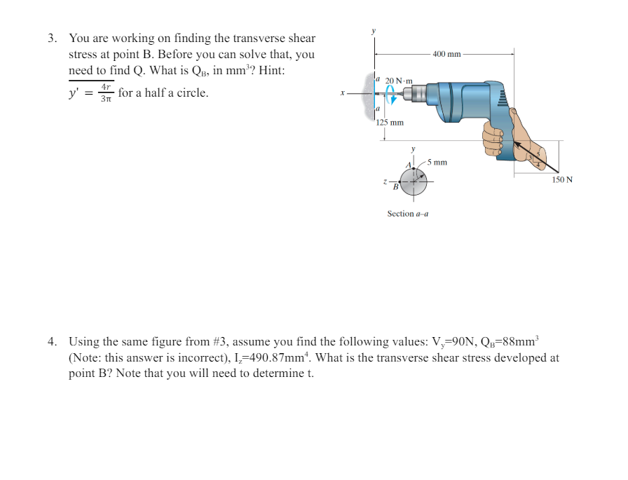 Solved You are working on finding the transverse shearstress | Chegg.com