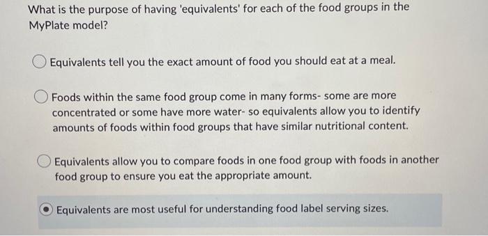 Solved What is the purpose of having 'equivalents' for each | Chegg.com