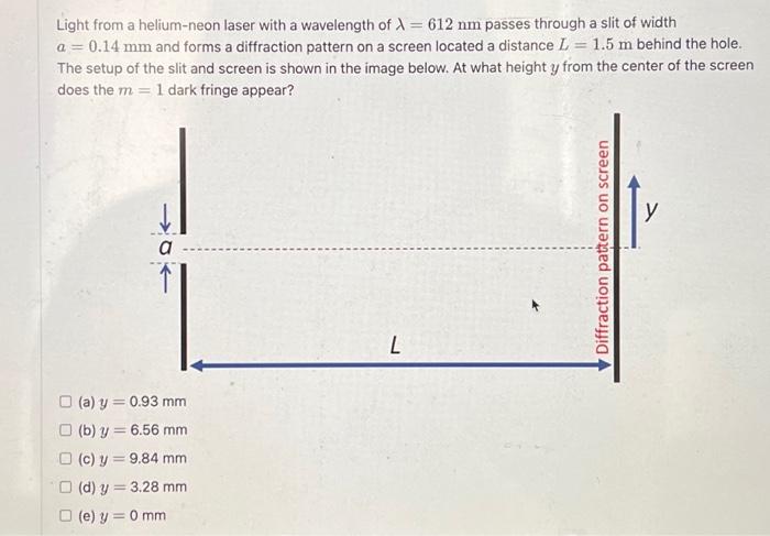 Solved Light from a helium-neon laser with a wavelength of | Chegg.com