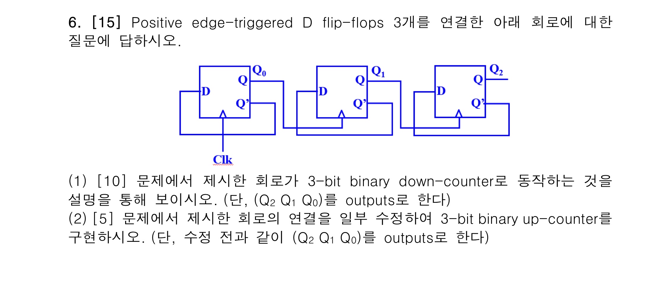 Solved [15] ﻿Positive edge-triggered D flip-flops (1) ﻿Show | Chegg.com