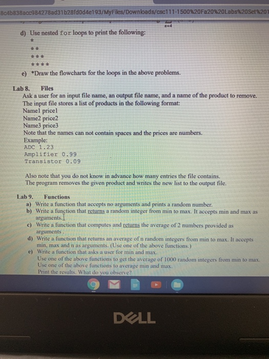 Solved 12:44 4 Search il LTE csc111-1500 Fa20 Labs Set 1.pdf | Chegg.com