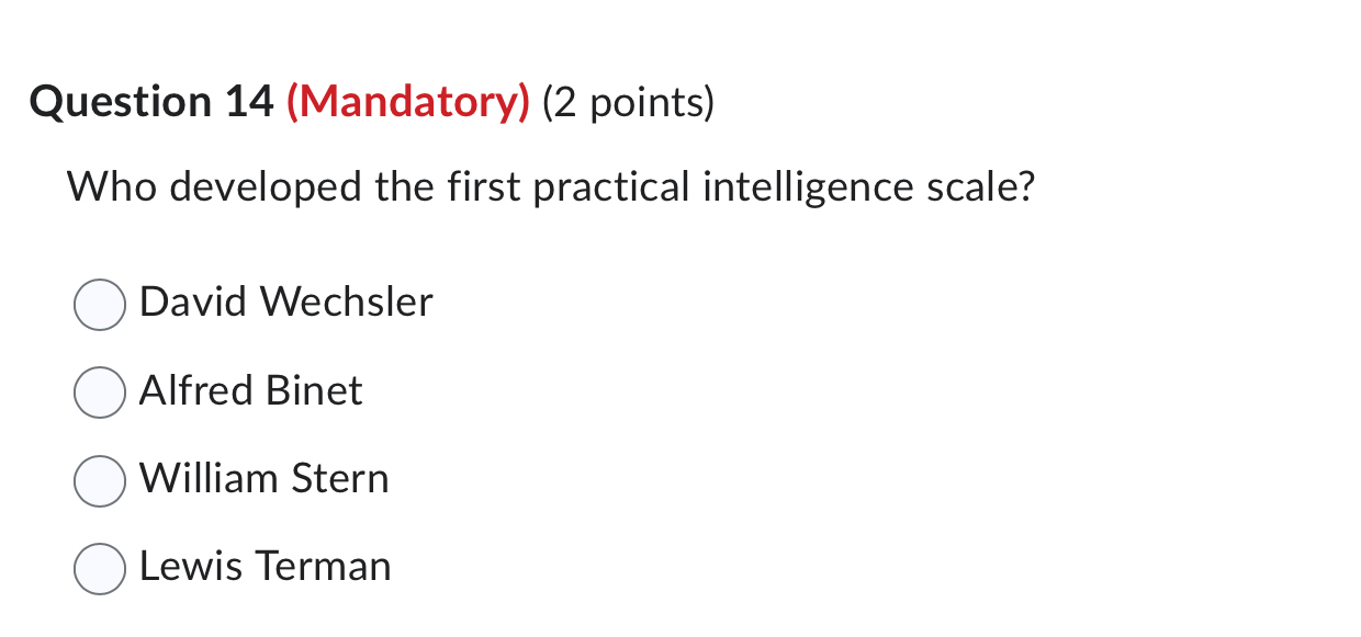 Solved Question 14 (Mandatory) (2 ﻿points)Who developed the | Chegg.com
