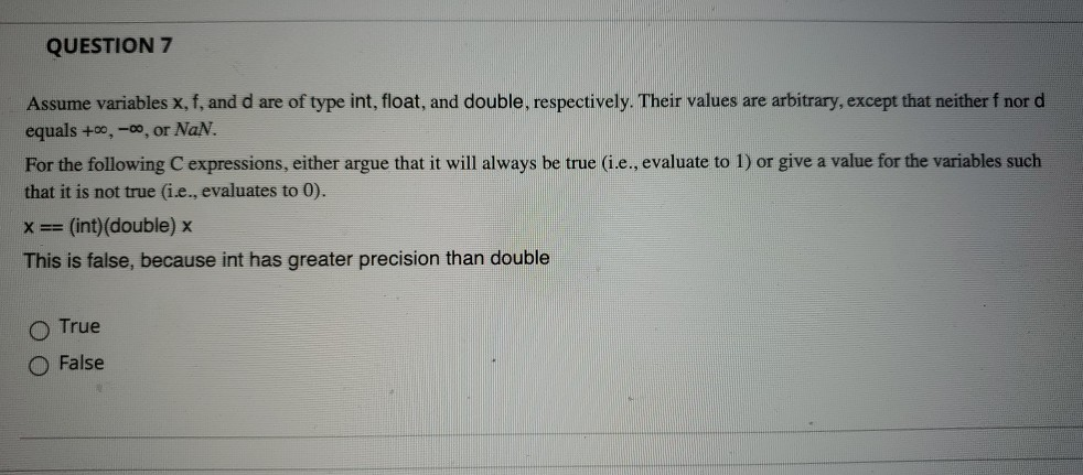Solved Question 7 Assume Variables X F And D Are Of Type