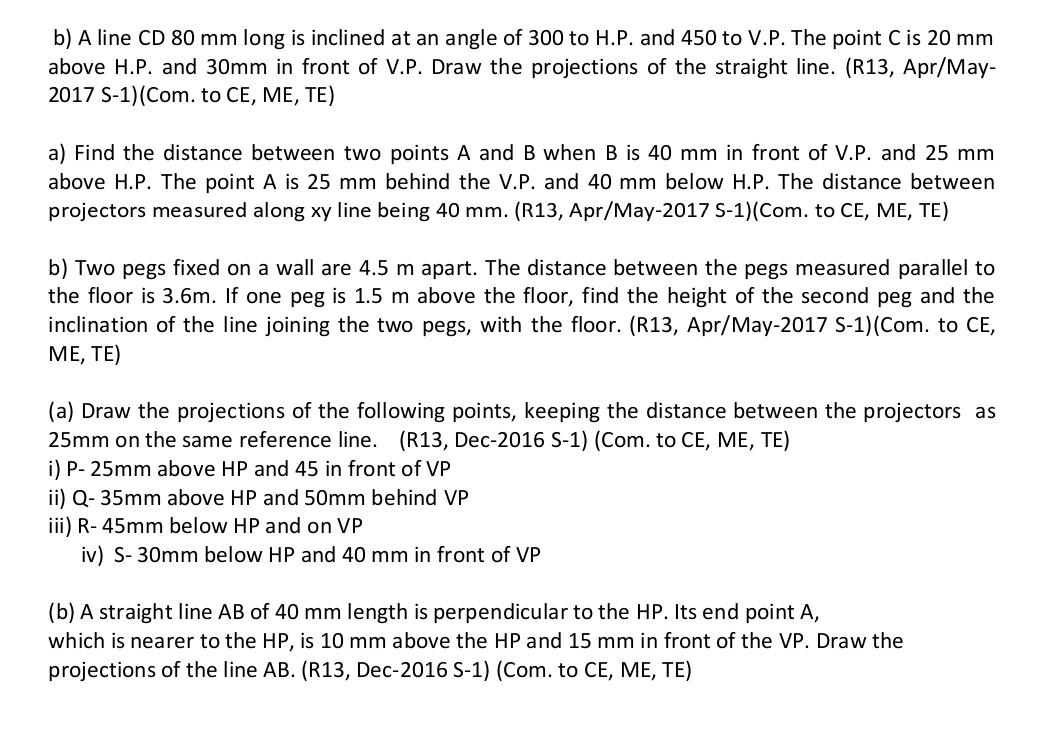 Solved b) A line CD 80 mm long is inclined at an angle of | Chegg.com