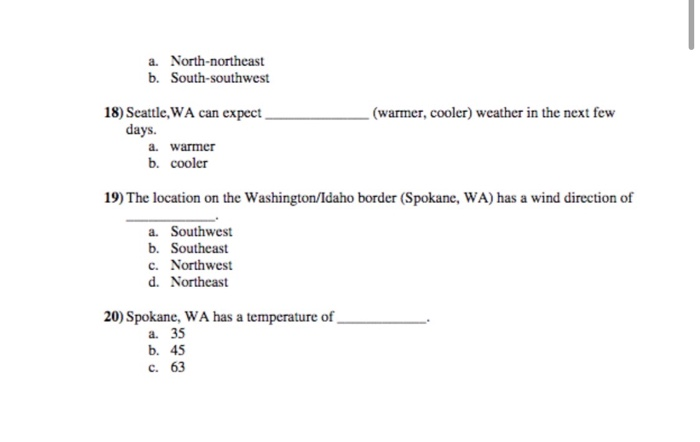Solved Surface Weather Map Questions Reading a Weather | Chegg.com