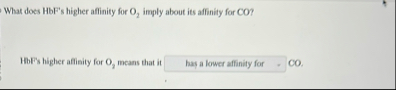 Solved What does HbF 's higher affinity for O2 ﻿imply about | Chegg.com