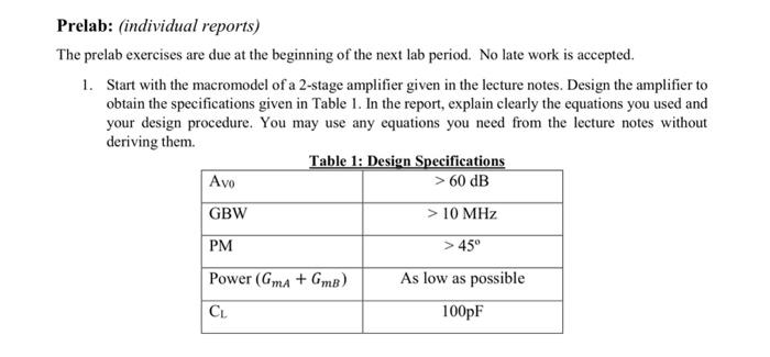 Solved Prelab: (individual reports) The prelab exercises are | Chegg.com
