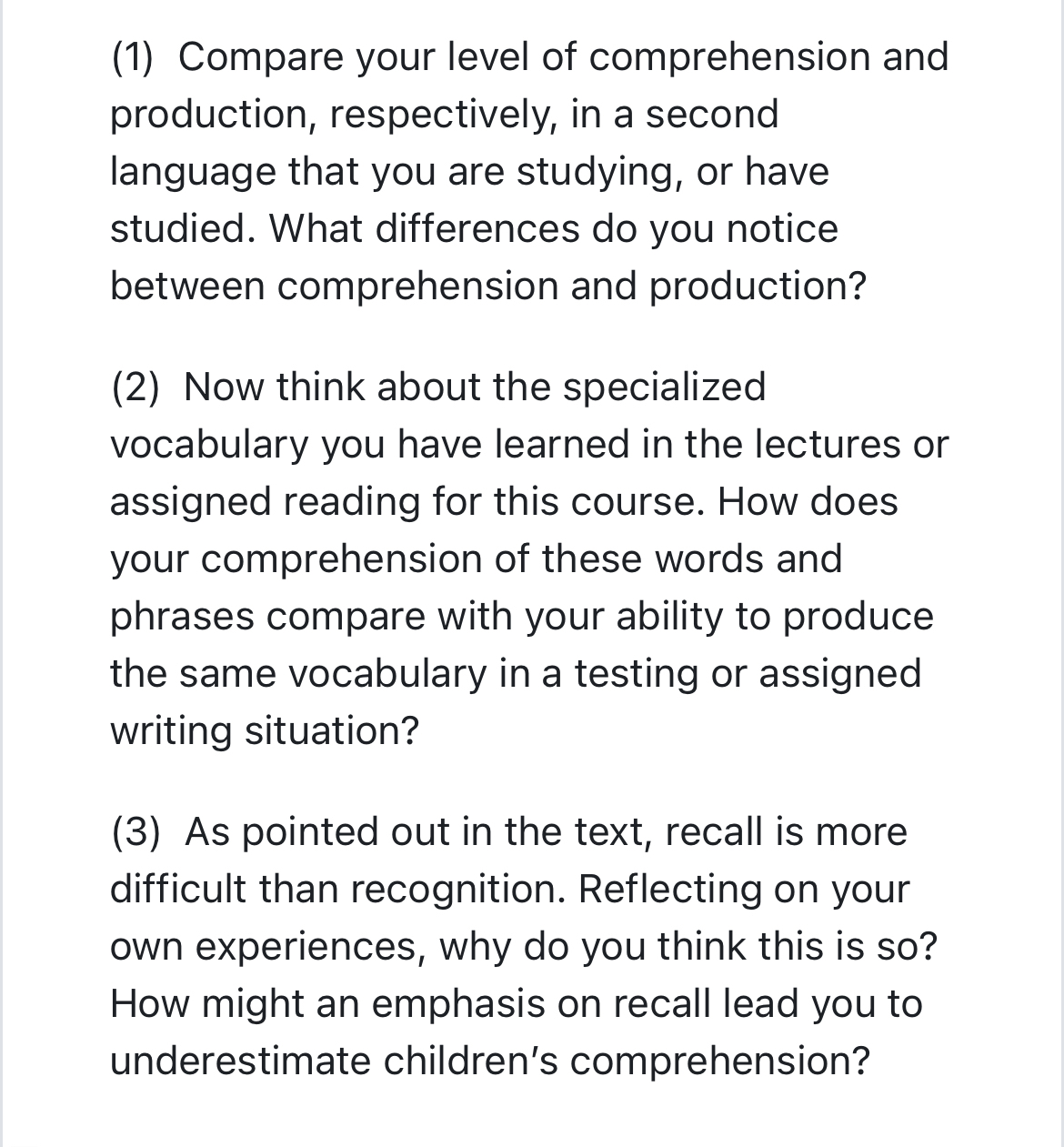 Solved (1) ﻿Compare your level of comprehension | Chegg.com