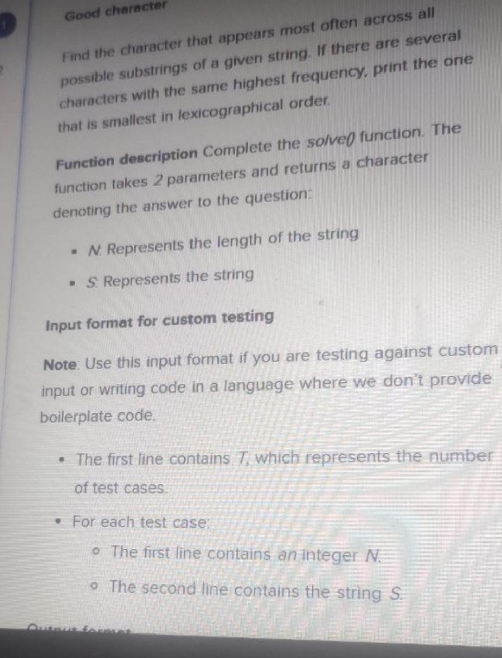 Good characterFind the character that appears most | Chegg.com