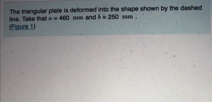 Solved The triangular plate is deformed into the shape shown | Chegg.com