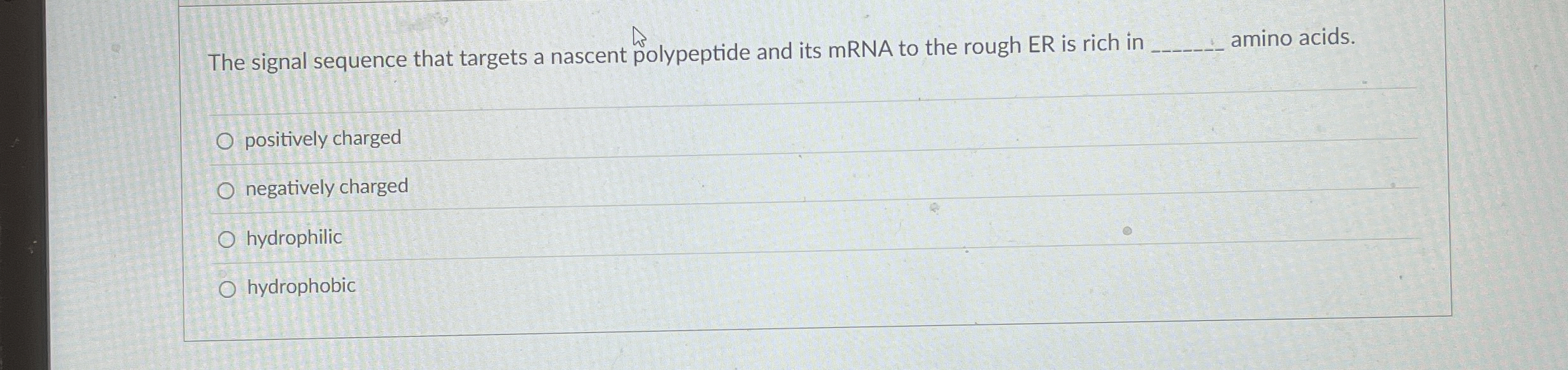 Solved The signal sequence that targets a nascent | Chegg.com