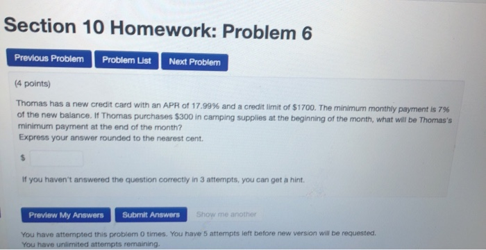 Solved Section 10 Homework: Problem 6 Previous Problem | Chegg.com