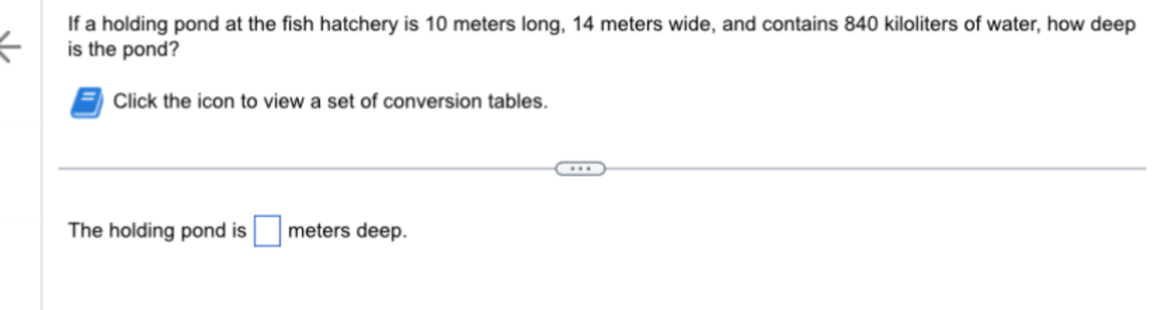 Solved If a holding pond at the fish hatchery is 10 ﻿meters | Chegg.com