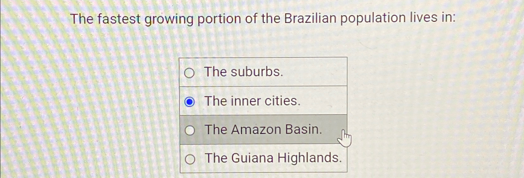 Solved The fastest growing portion of the Brazilian | Chegg.com