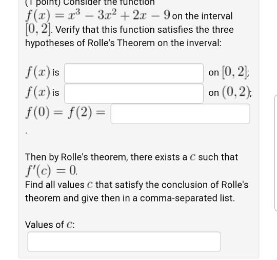 Solved (1 point) Consider the function f(x) = 6 - 4x2 on the | Chegg.com