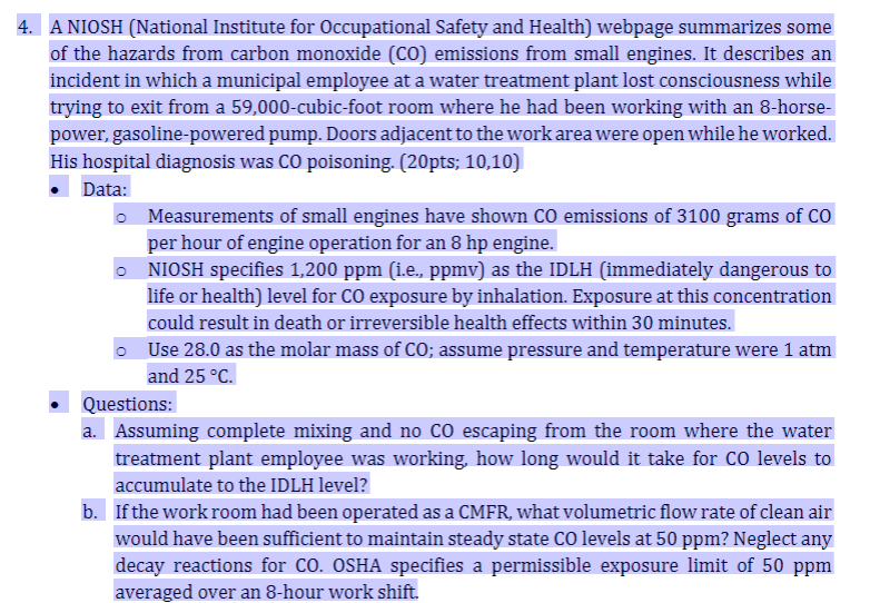 Solved A NIOSH (National Institute for Occupational Safety | Chegg.com