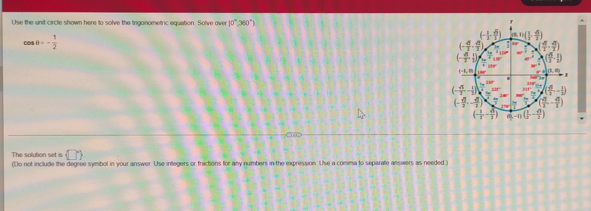 Solved Use the unit circle shown here to solve the | Chegg.com
