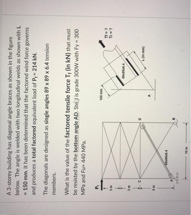 Solved A 3-storey building has diagonal angle braces as | Chegg.com