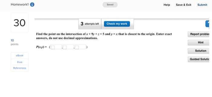Solved Homework1 Saved Help Save & Exit Submit 30 3 attempts | Chegg.com