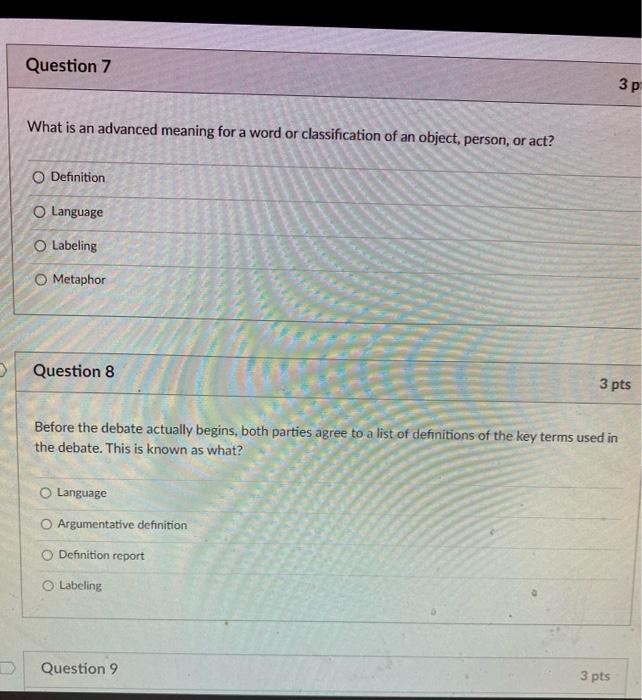 D Question 7 What is an advanced meaning for a word | Chegg.com