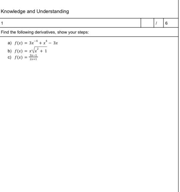Solved Knowledge and Understanding 1 Find the following | Chegg.com