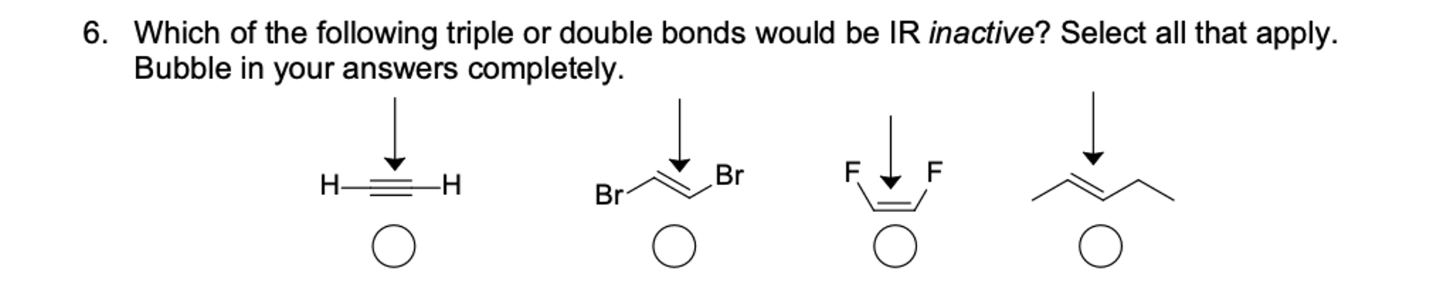 Solved Which of the following triple or double bonds would | Chegg.com