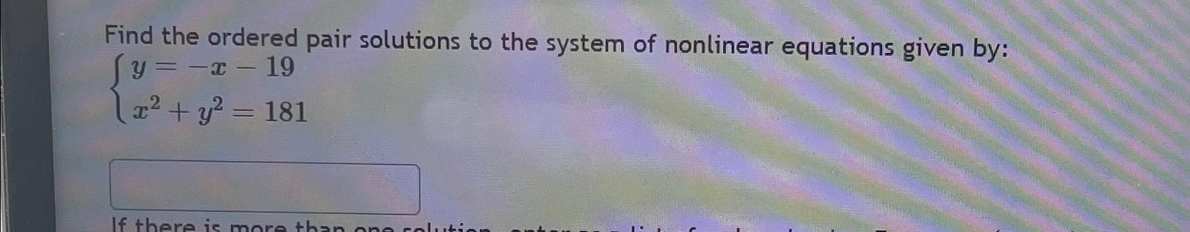Solved Find the ordered pair solutions to the system of | Chegg.com