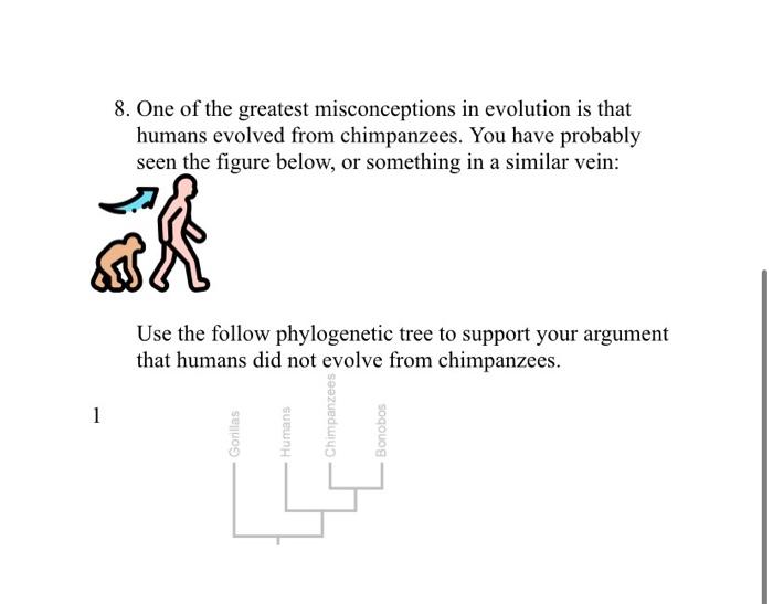 Solved 8. One of the greatest misconceptions in evolution is | Chegg.com