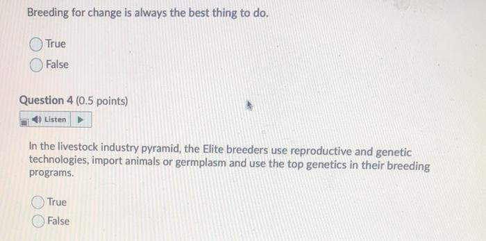 Solved Breeding for change is always the best thing to do. | Chegg.com