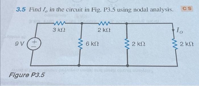 Solved 3.5 Find I, in the circuit in Fig. P3.5 using nodal | Chegg.com