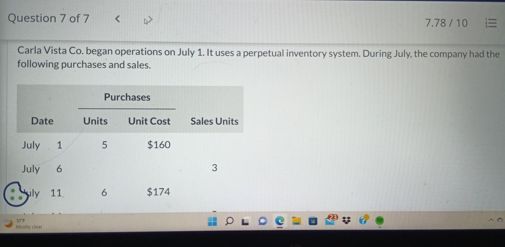 Solved Carla Vista Co. began operations on July 1 . It uses | Chegg.com