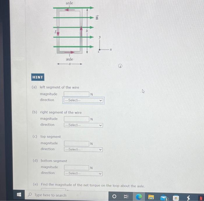 Solved current-carrying rectangular wire loop with width a = | Chegg.com