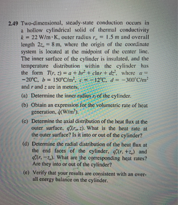 Solved 2.49 Two-dimensional, steady-state conduction occurs | Chegg.com