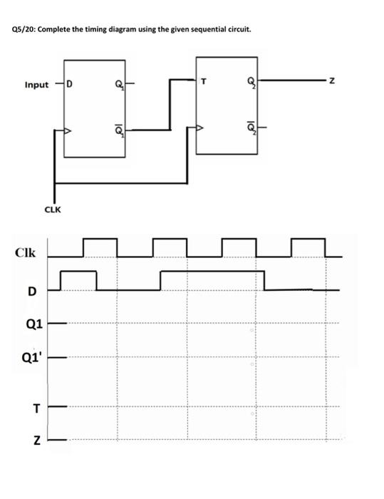 Solved Q5/20: Complete the timing diagram using the given | Chegg.com