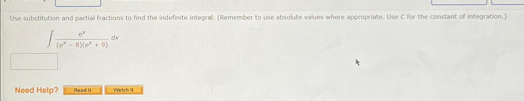 Solved Use substitution and partial fractions to find the | Chegg.com