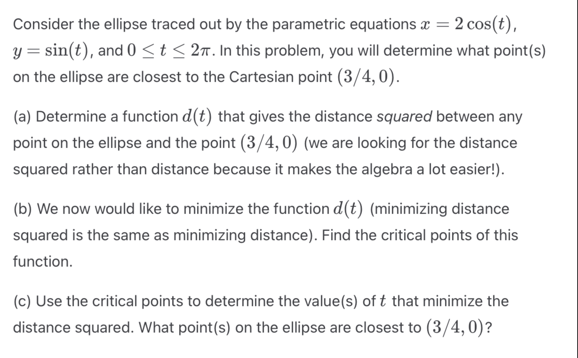 Solved Consider the ellipse traced out by the parametric | Chegg.com