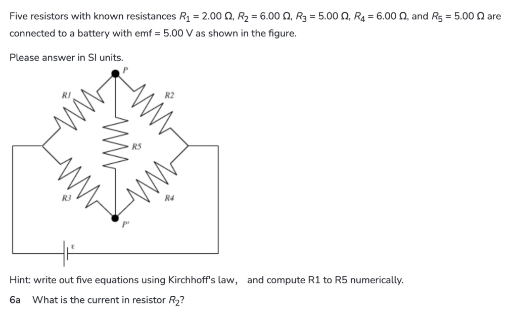 Solved Five resistors with known resistances | Chegg.com