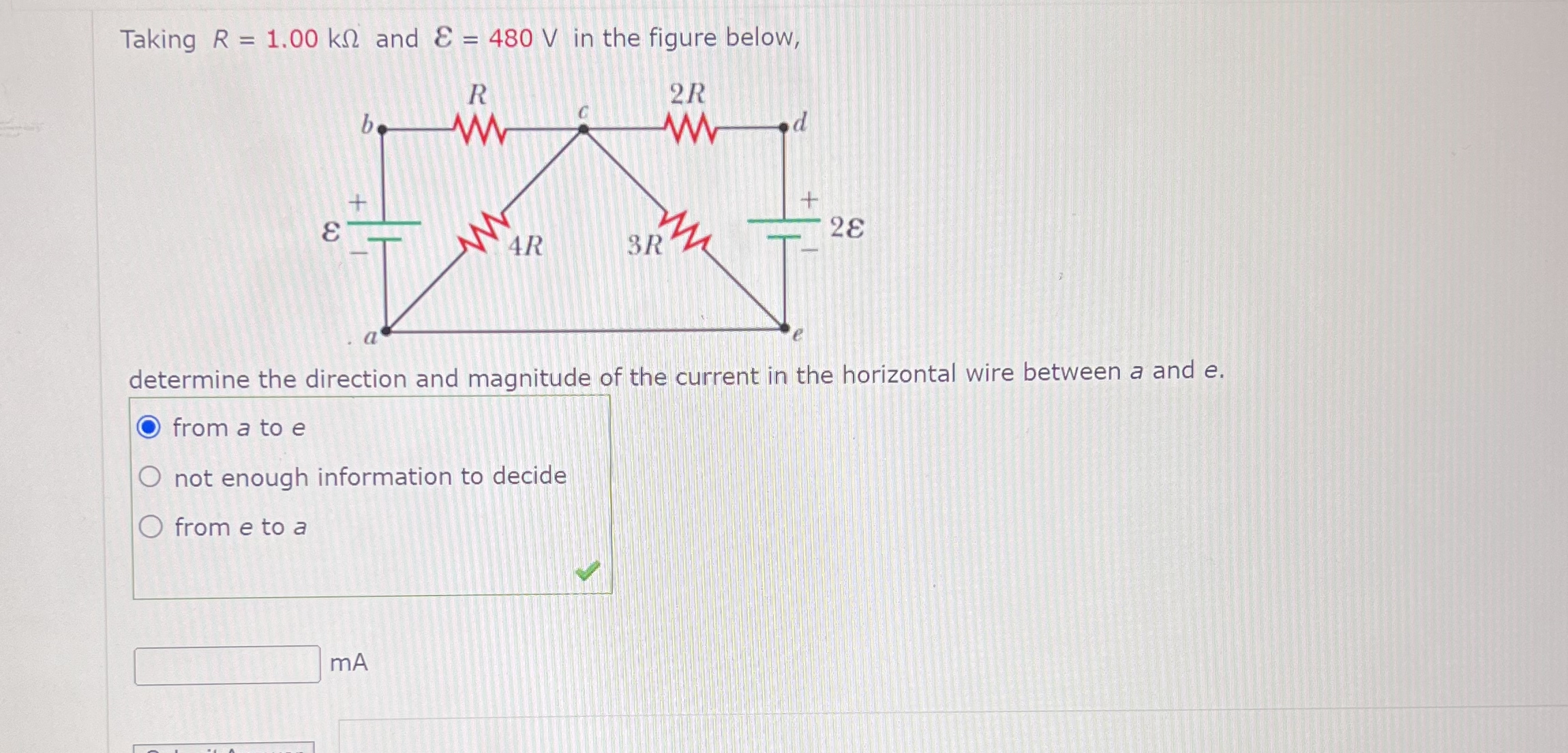 Solved Taking R=1.00kΩ ﻿and ε=480V ﻿in the figure | Chegg.com