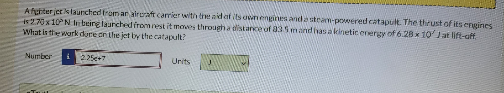Solved A fighter jet is launched from an aircraft carrier | Chegg.com