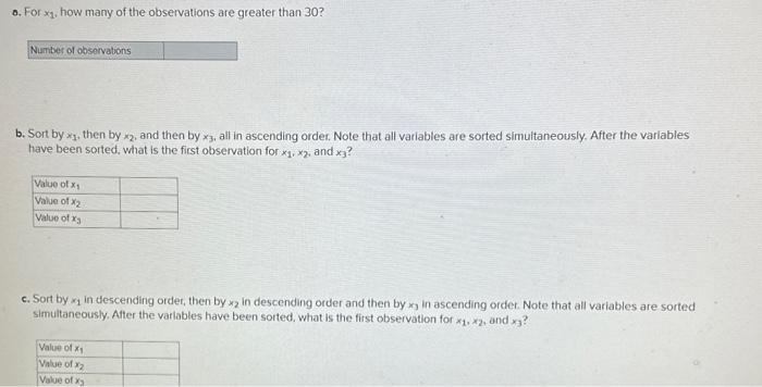 Solved o. For x1, how many of the observations are greater | Chegg.com